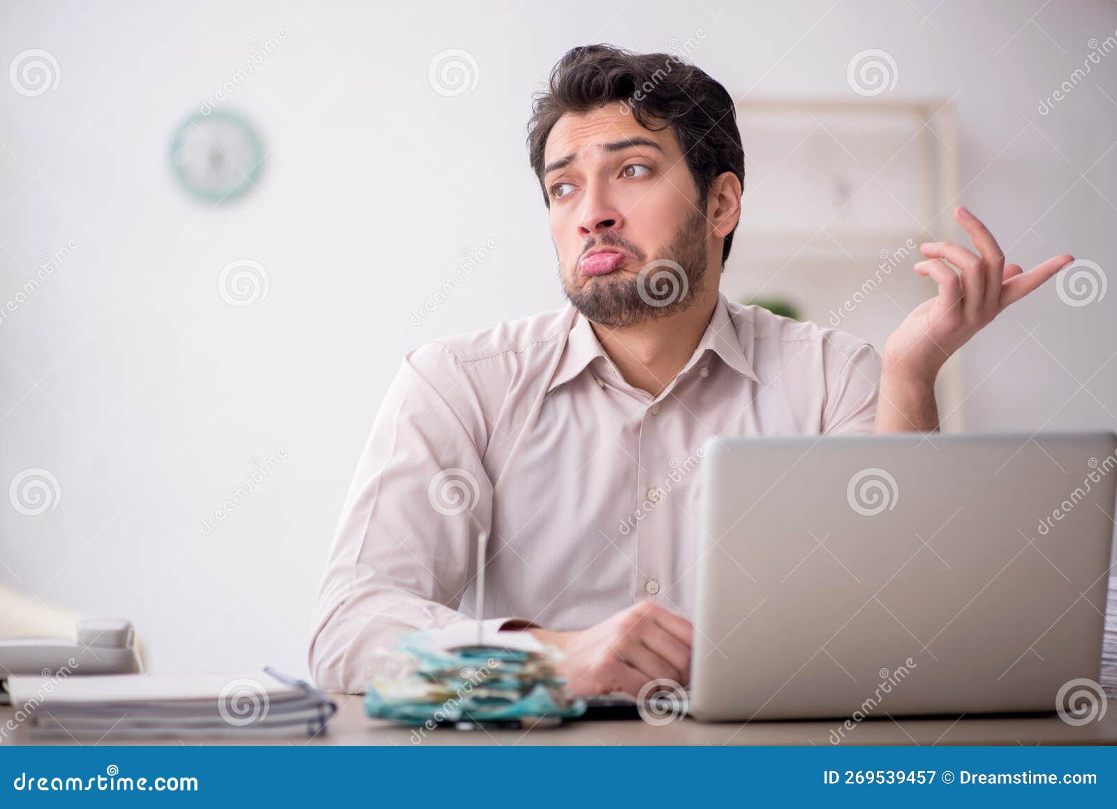 Young Male Accountant Working in the Office Stock Image - Image of loan ...