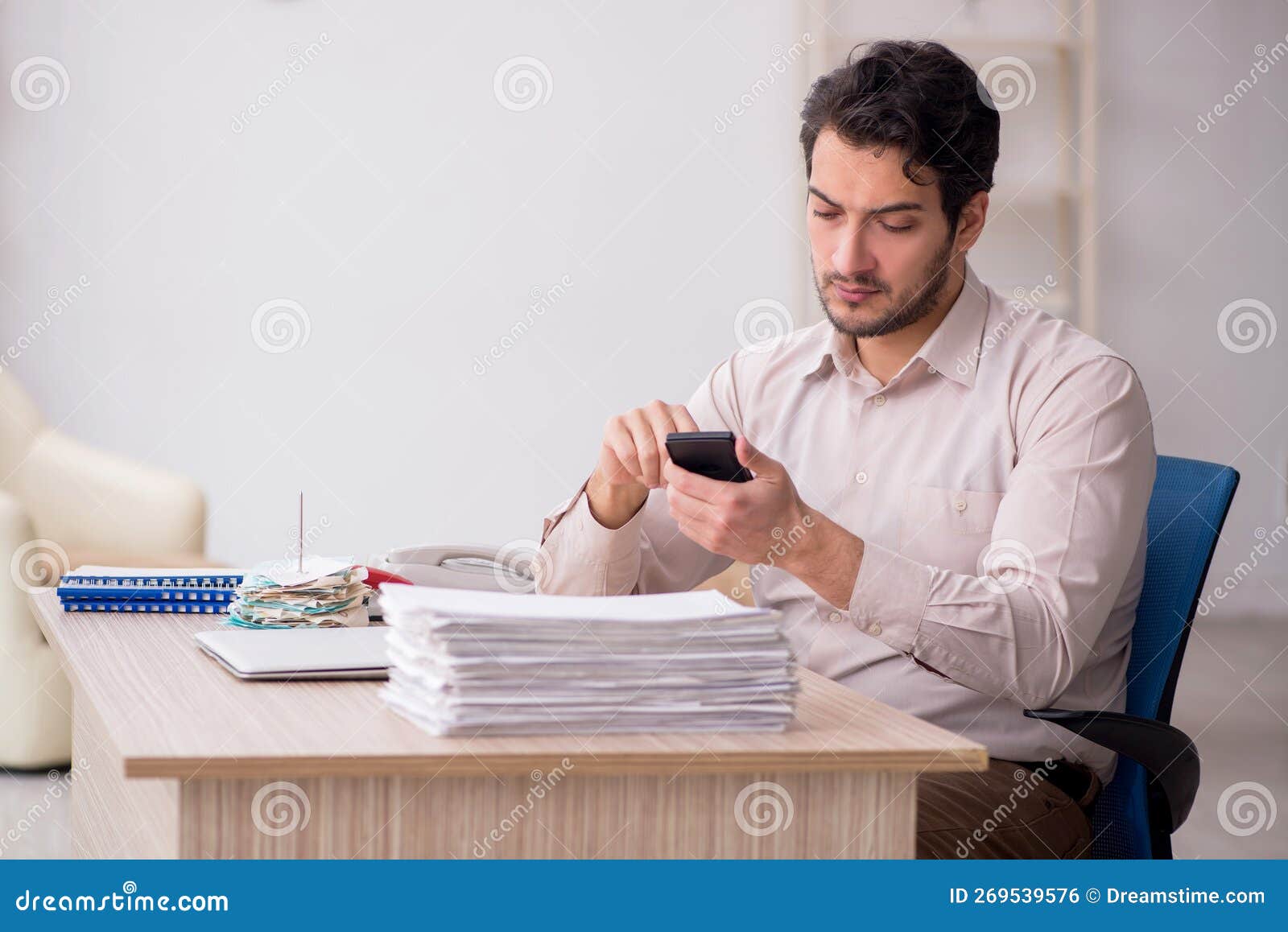 Young Male Accountant Working in the Office Stock Photo - Image of ...