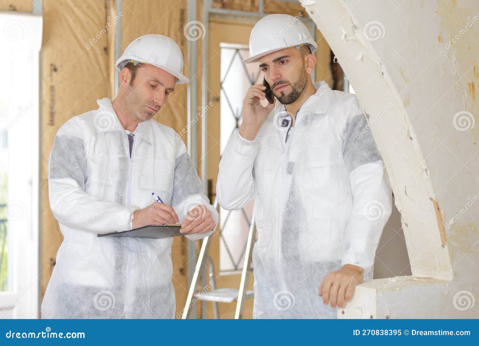 Young Male Architect and Construction Worker Foreman Stock Image ...