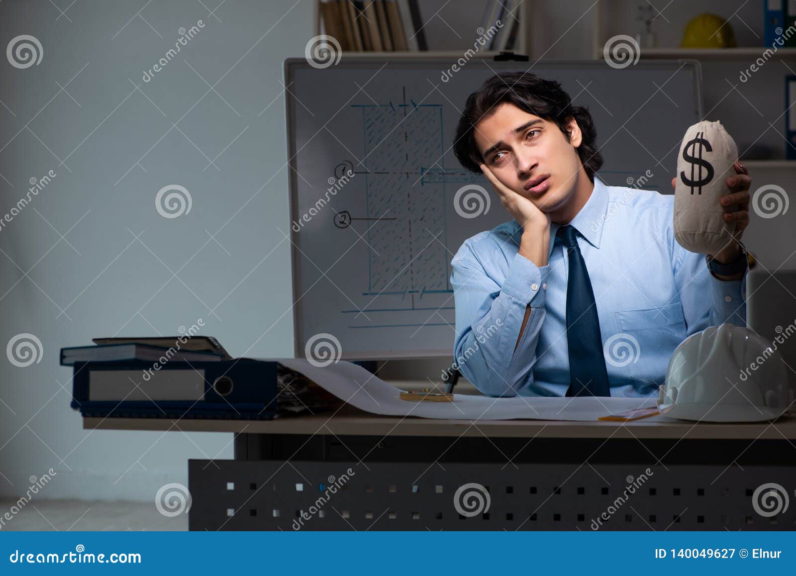 The Young Male Architect Working Night at Office Stock Image - Image of ... The Young Male Architect Working Night at Office Stock Image - Image of ...