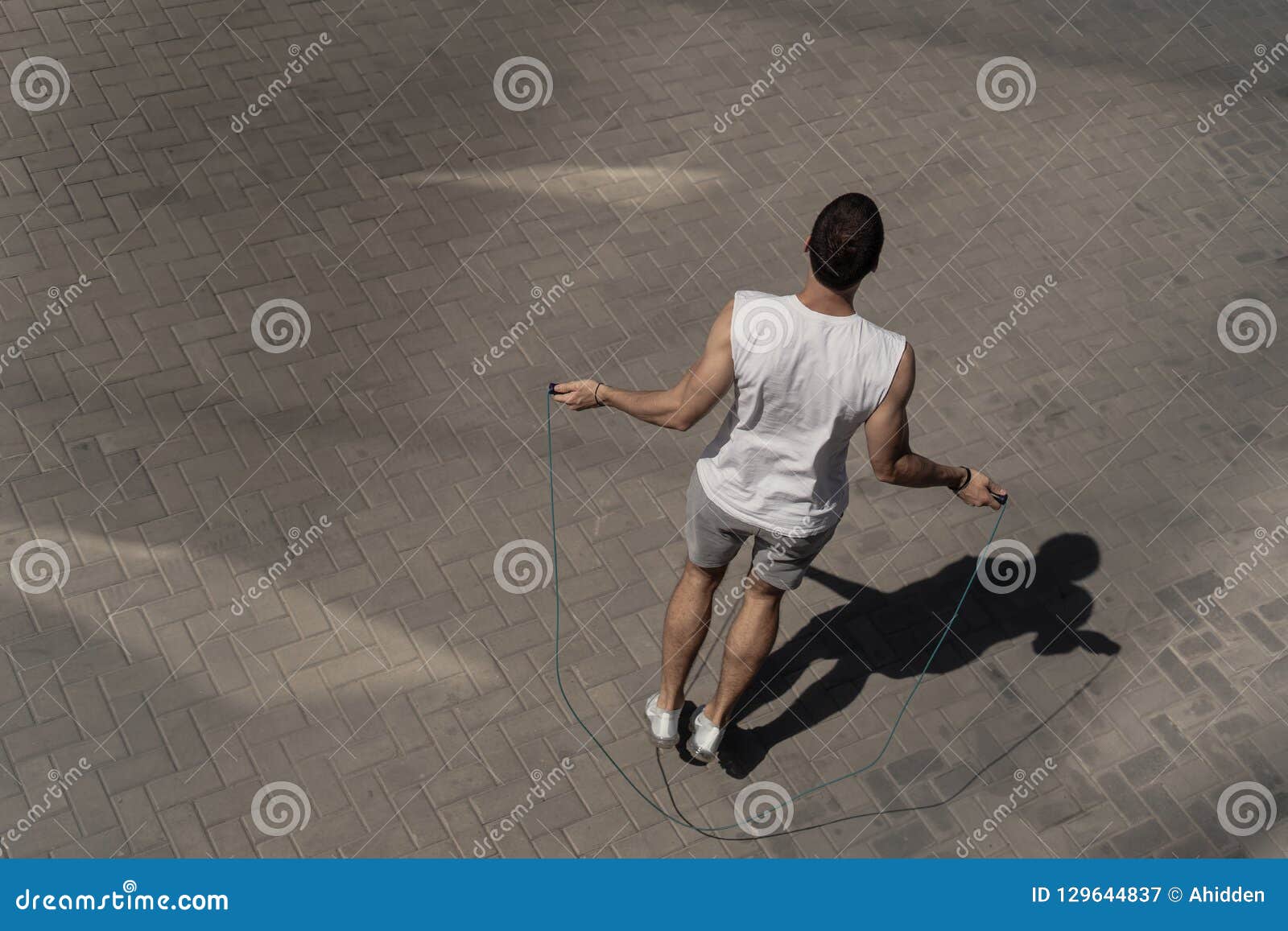 Young Male Athlete Skipping Rope Outdoors Stock Image - Image of copy ...