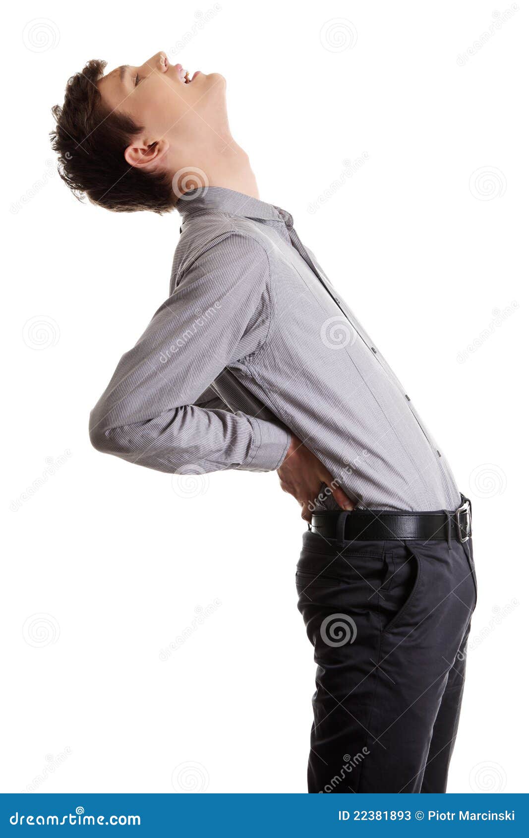 Young male with back pain stock image. Image of patient - 22381893
