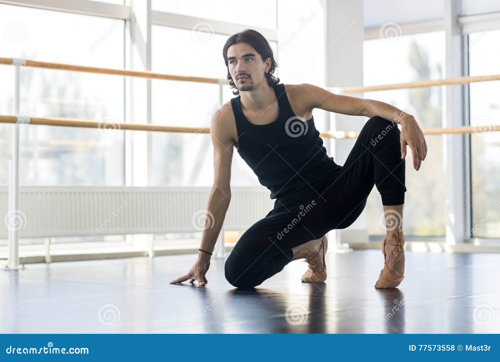 Young Male Ballet Dancer Posing, Man Practicing Stretch Stock Photo ...