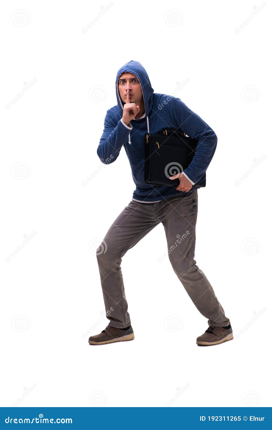 Young Male Bandit Isolated on White Stock Image - Image of hood ...
