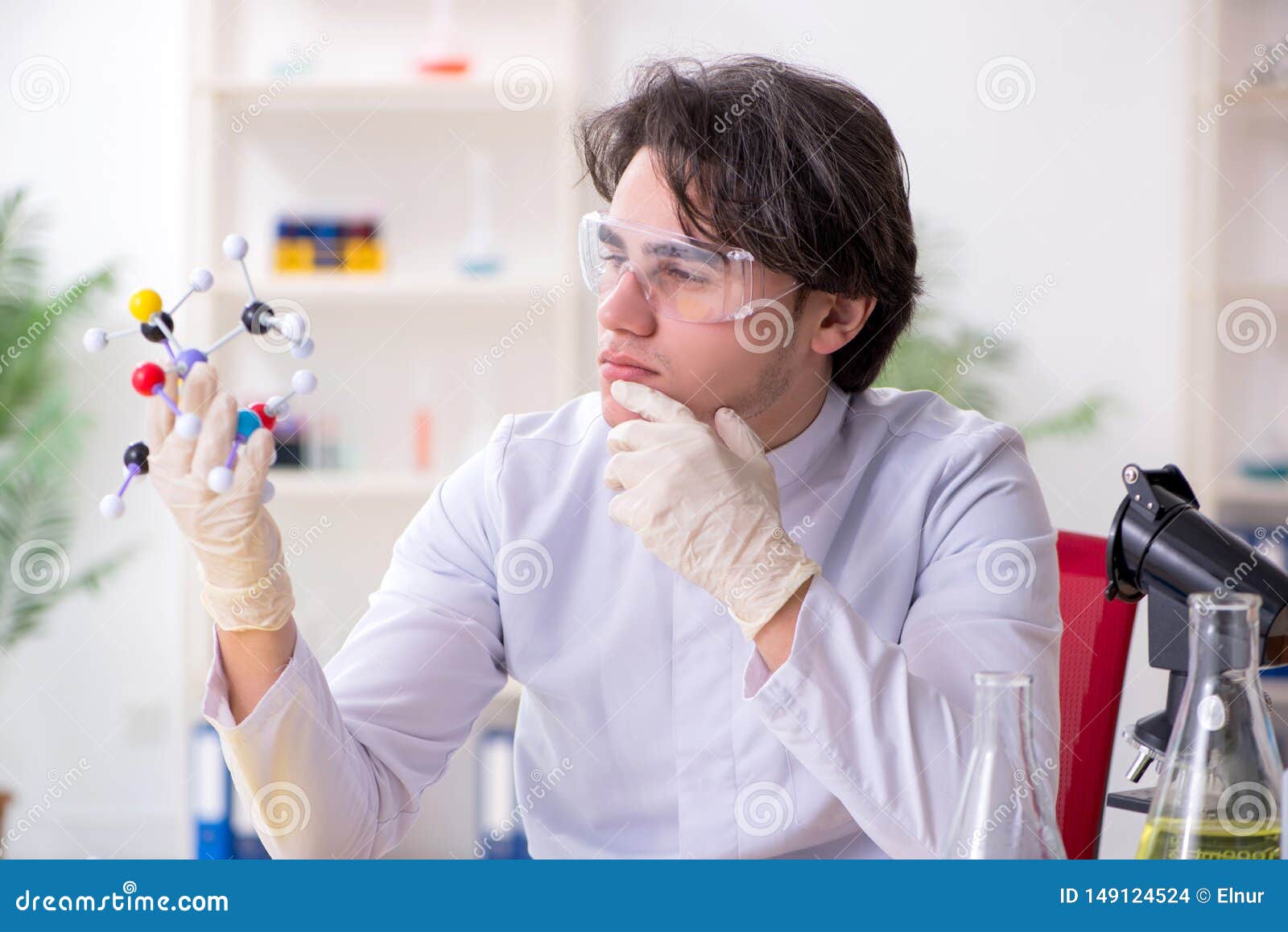 The Young Male Biochemist Working in the Lab Stock Photo - Image of ...