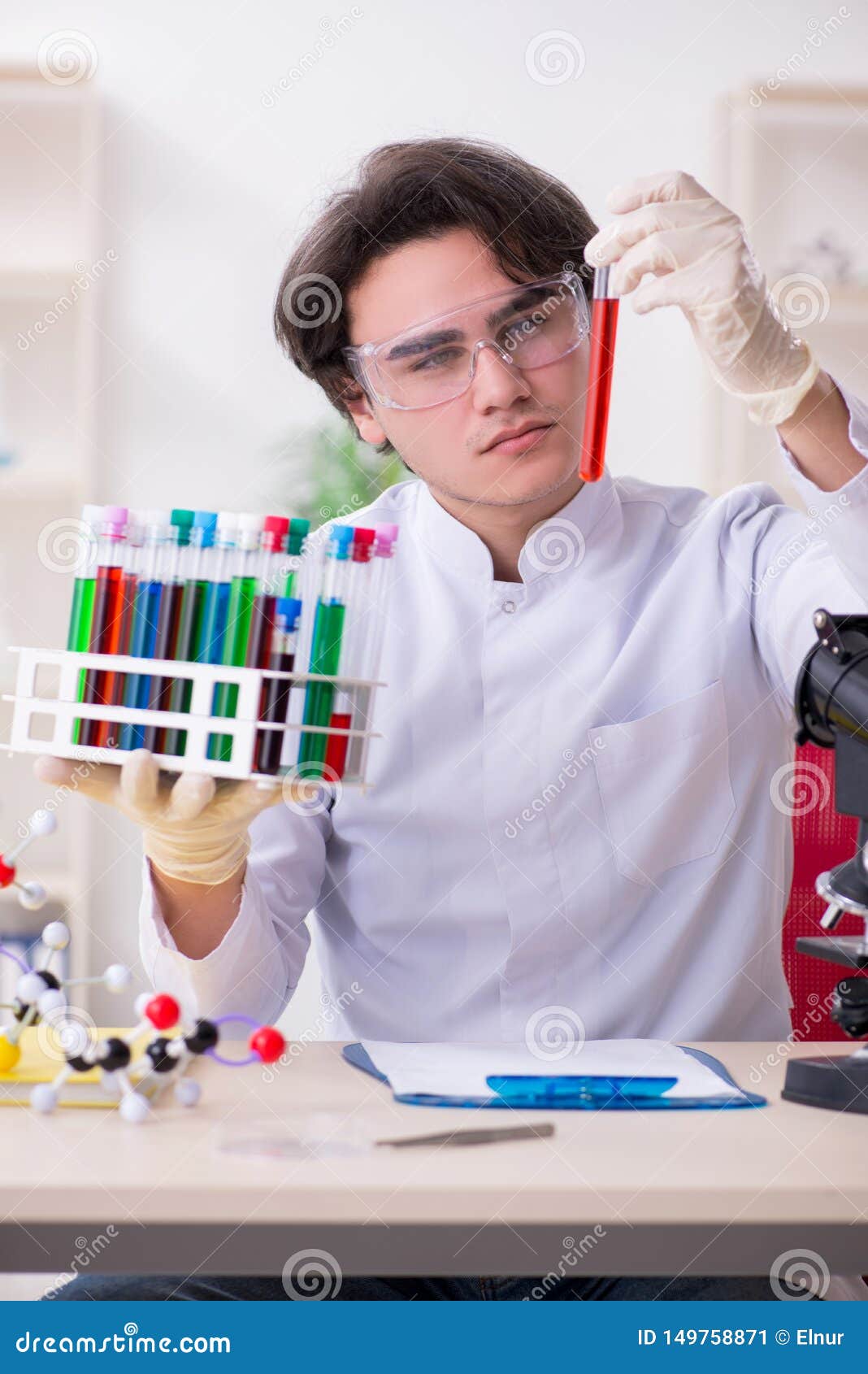 Young Male Biochemist Working in the Lab Stock Image - Image of ...