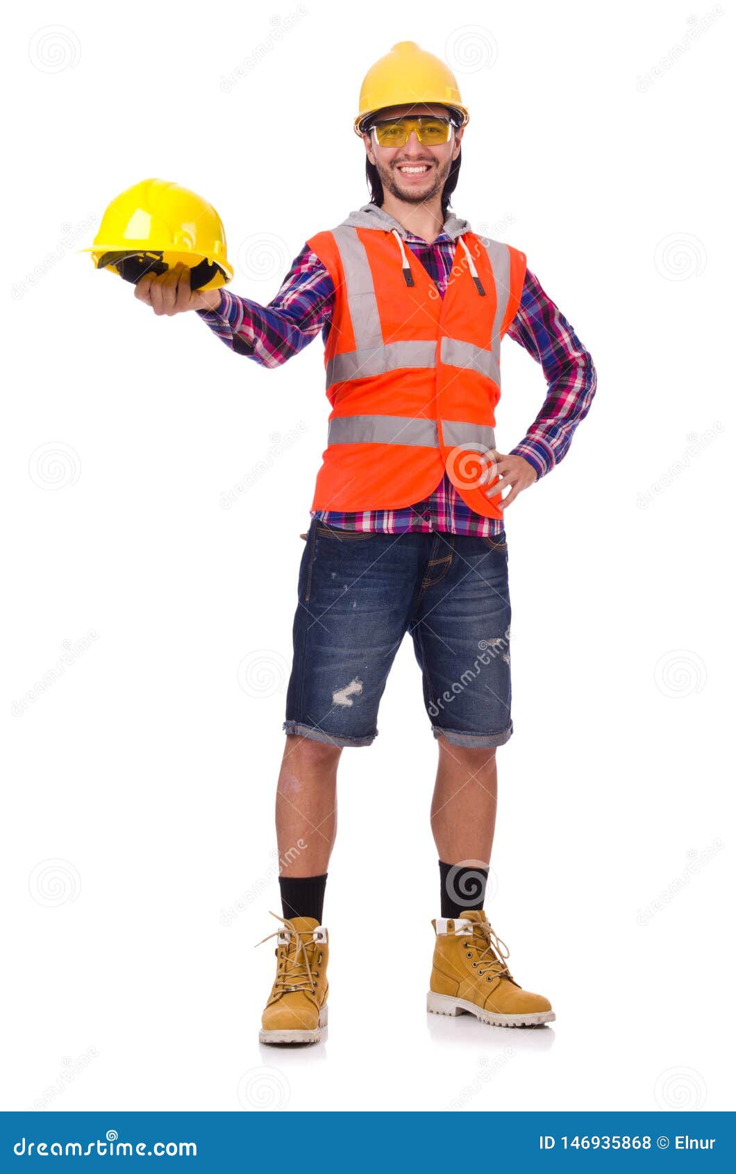 The Young Male Builder Contractor Isolated on White Stock Photo - Image ...