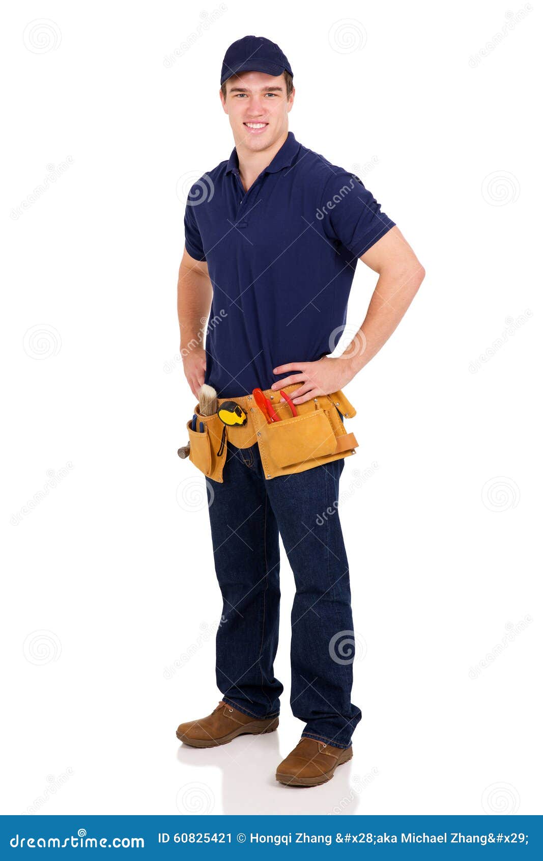 Young male builder stock image. Image of contractor, isolated - 60825421