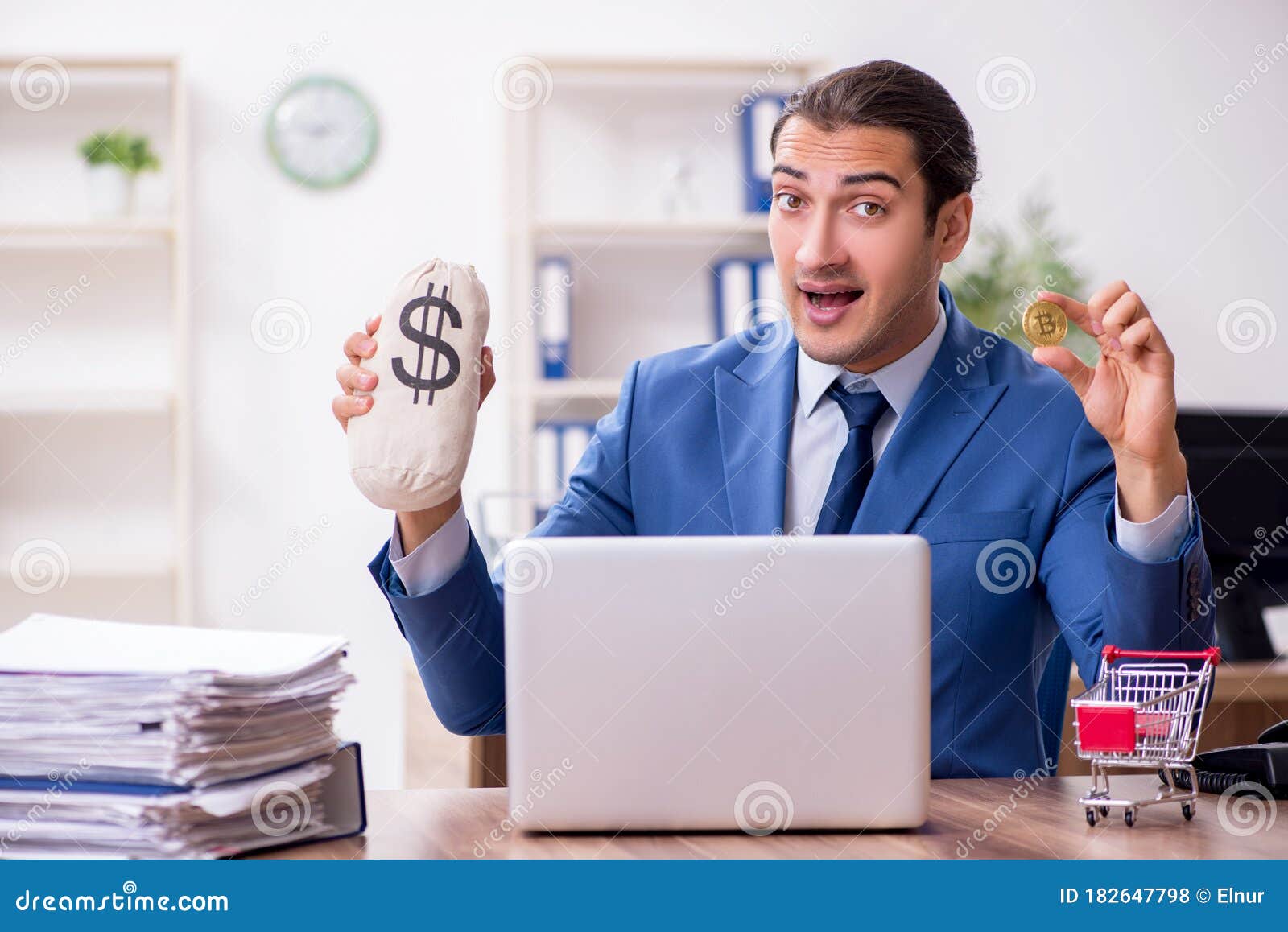 Young Male Businessman in Ecommerce Concept Stock Photo - Image of ...
