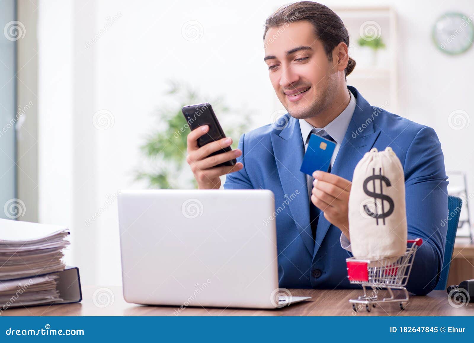 Young Male Businessman in Ecommerce Concept Stock Image - Image of ...