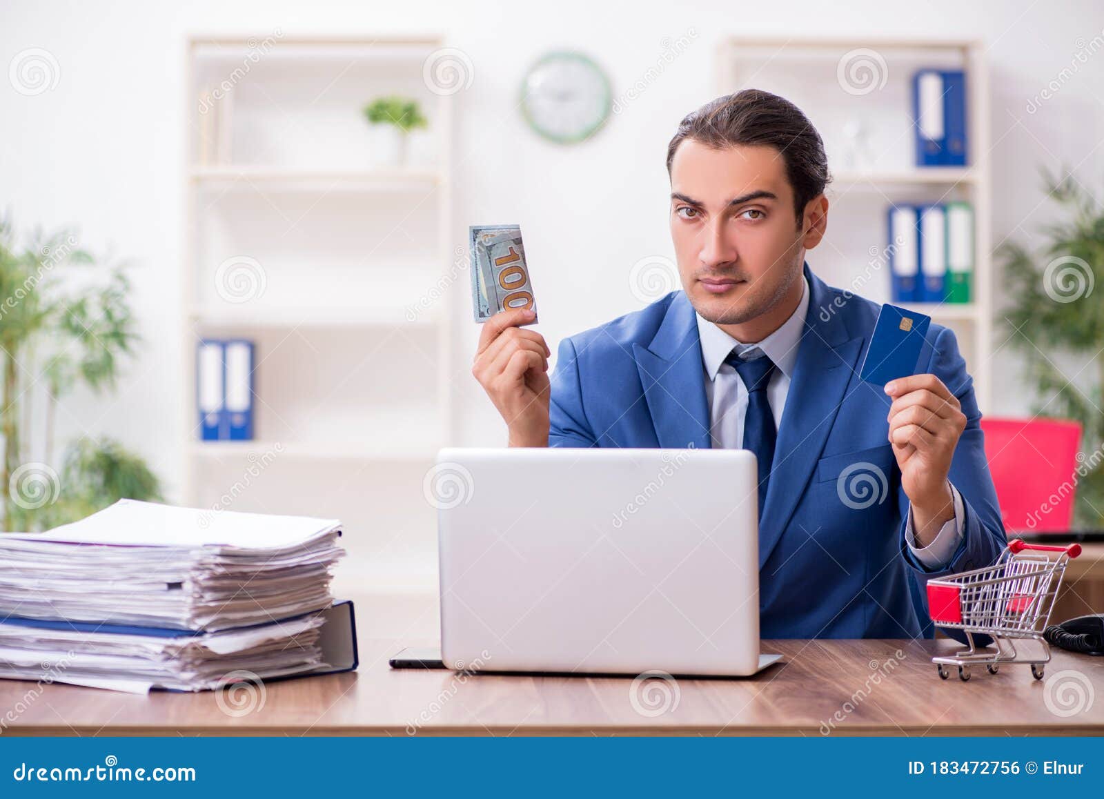 Young Male Businessman in Ecommerce Concept Stock Photo - Image of ...