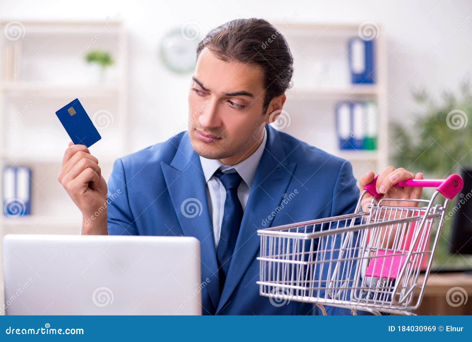 Young Male Businessman in Ecommerce Concept Stock Image - Image of ...