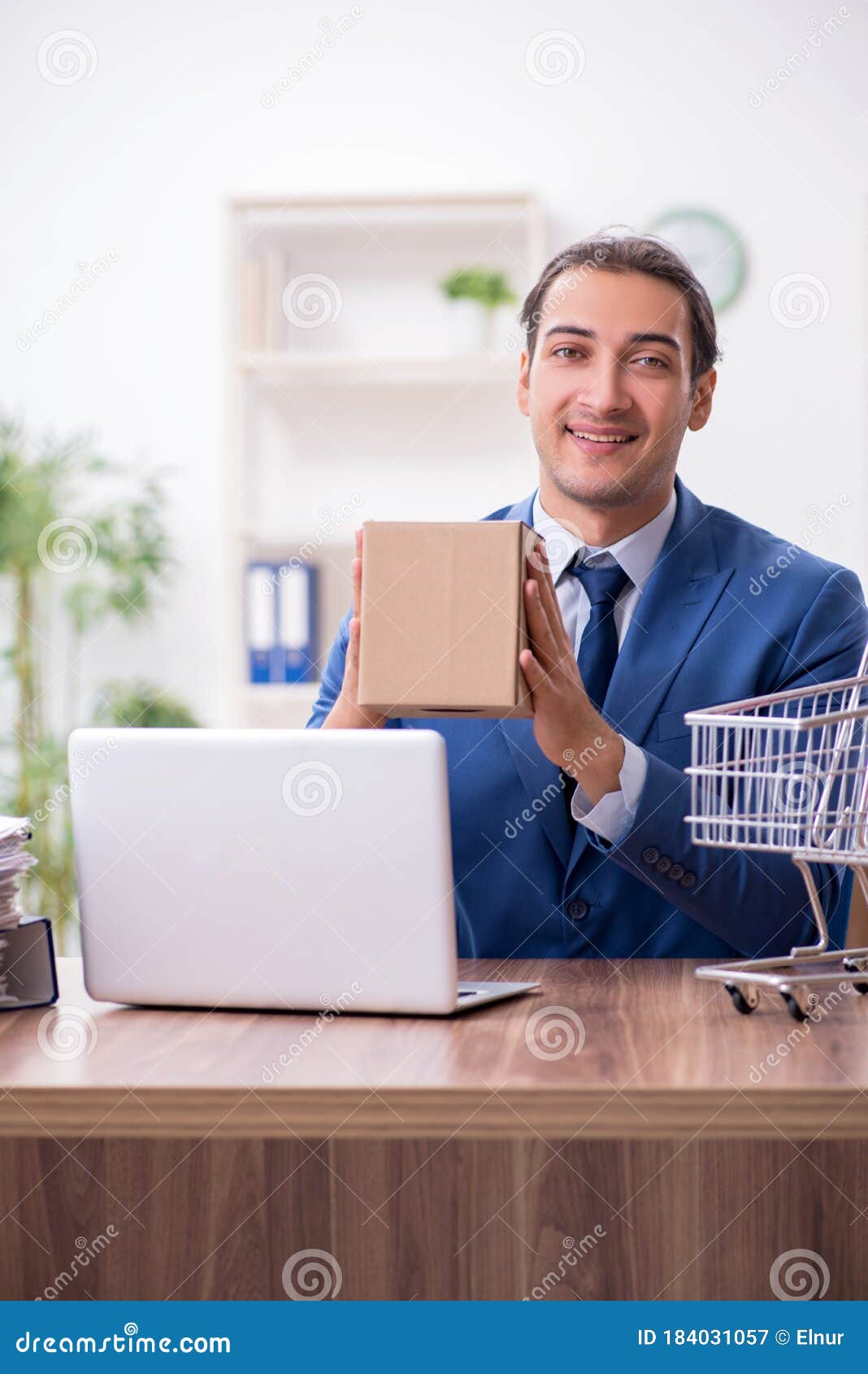 Young Male Businessman in Ecommerce Concept Stock Image - Image of ...