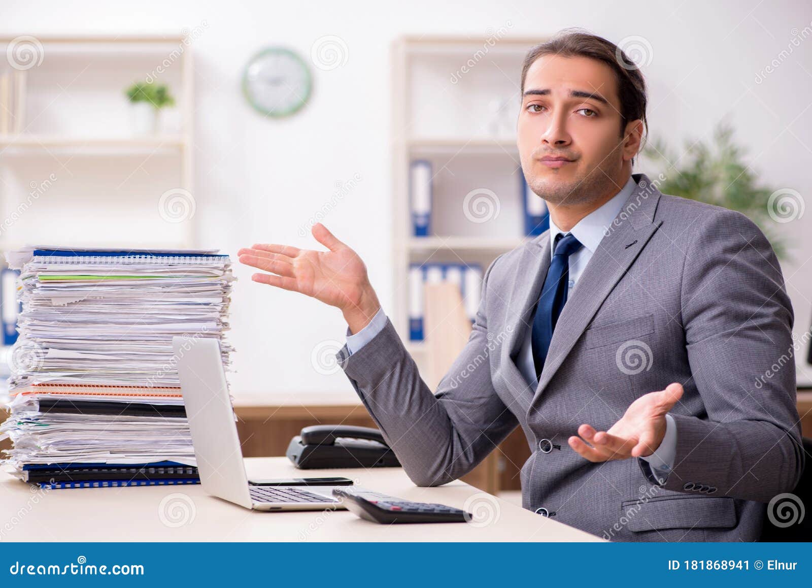 Young Male Businessman Unhappy with Excessive Work Stock Image - Image ...