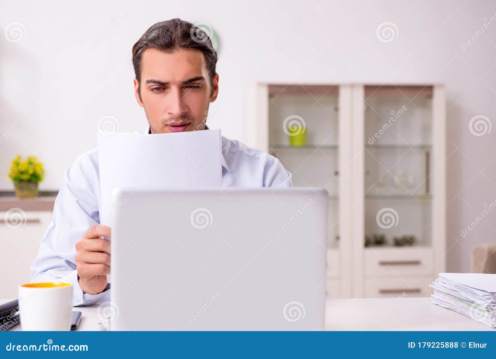 Young Male Businessman Working at Home Stock Photo - Image of ...