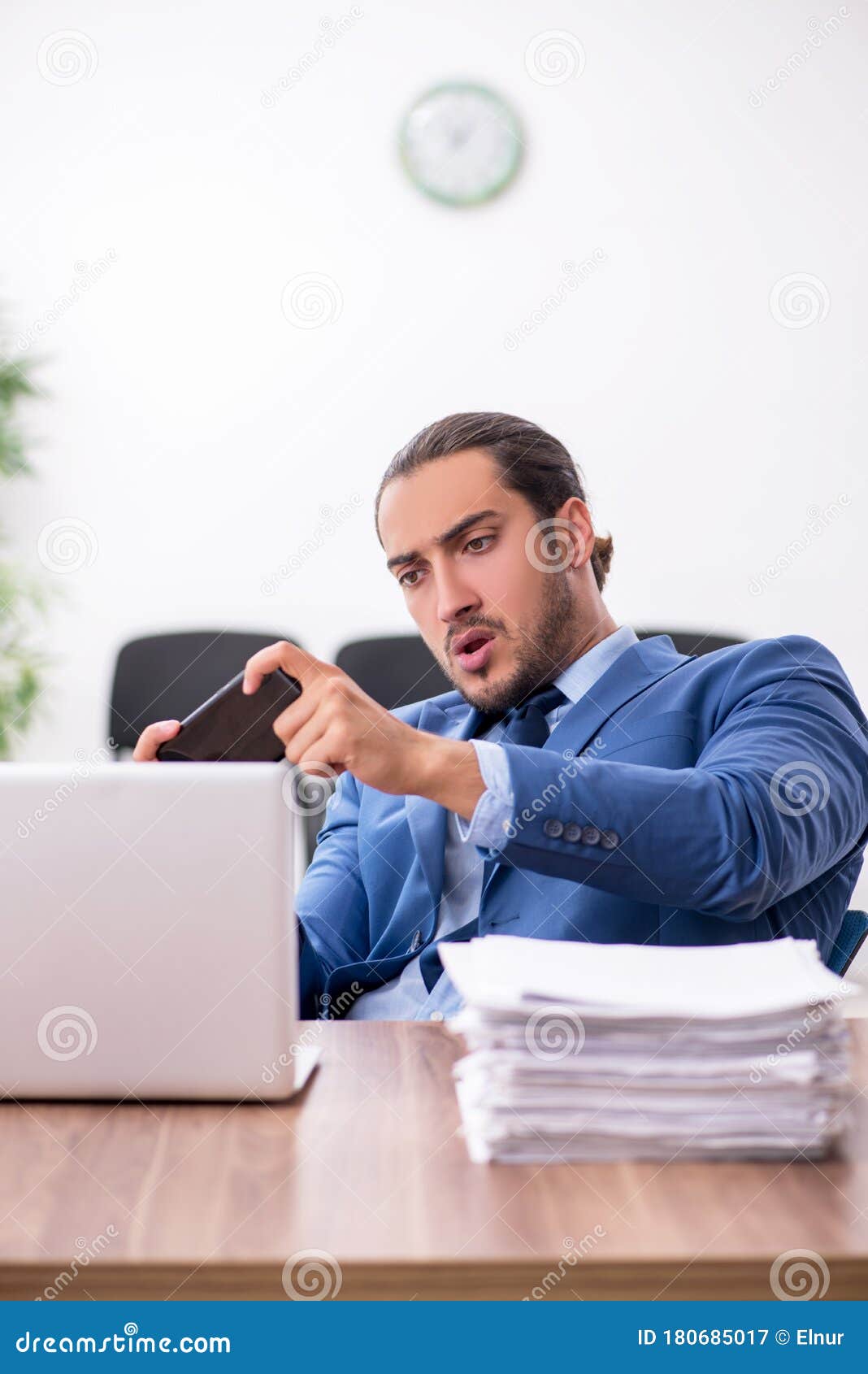 Young Male Businessman Working in the Office Stock Image - Image of ...