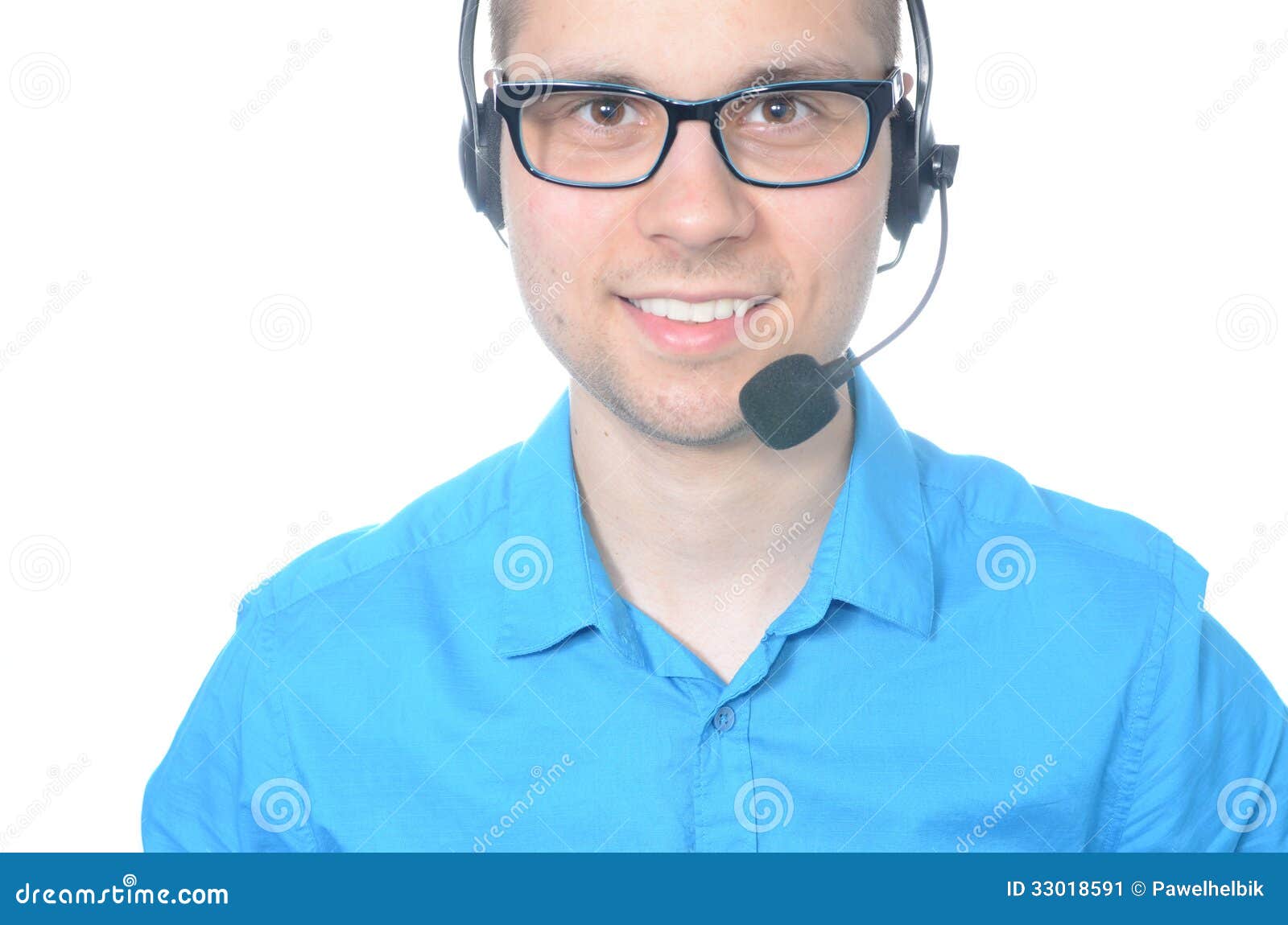 Young Male Call Center Operator in Suit Stock Image - Image of male ...