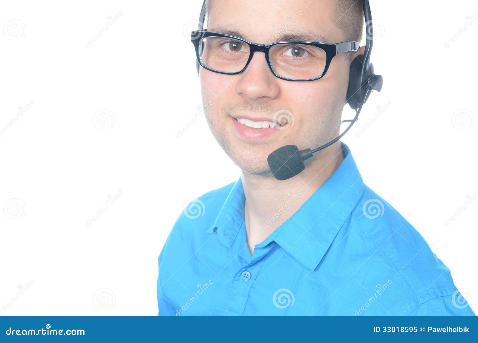 Young Male Call Center Operator in Suit Stock Image - Image of looking ...