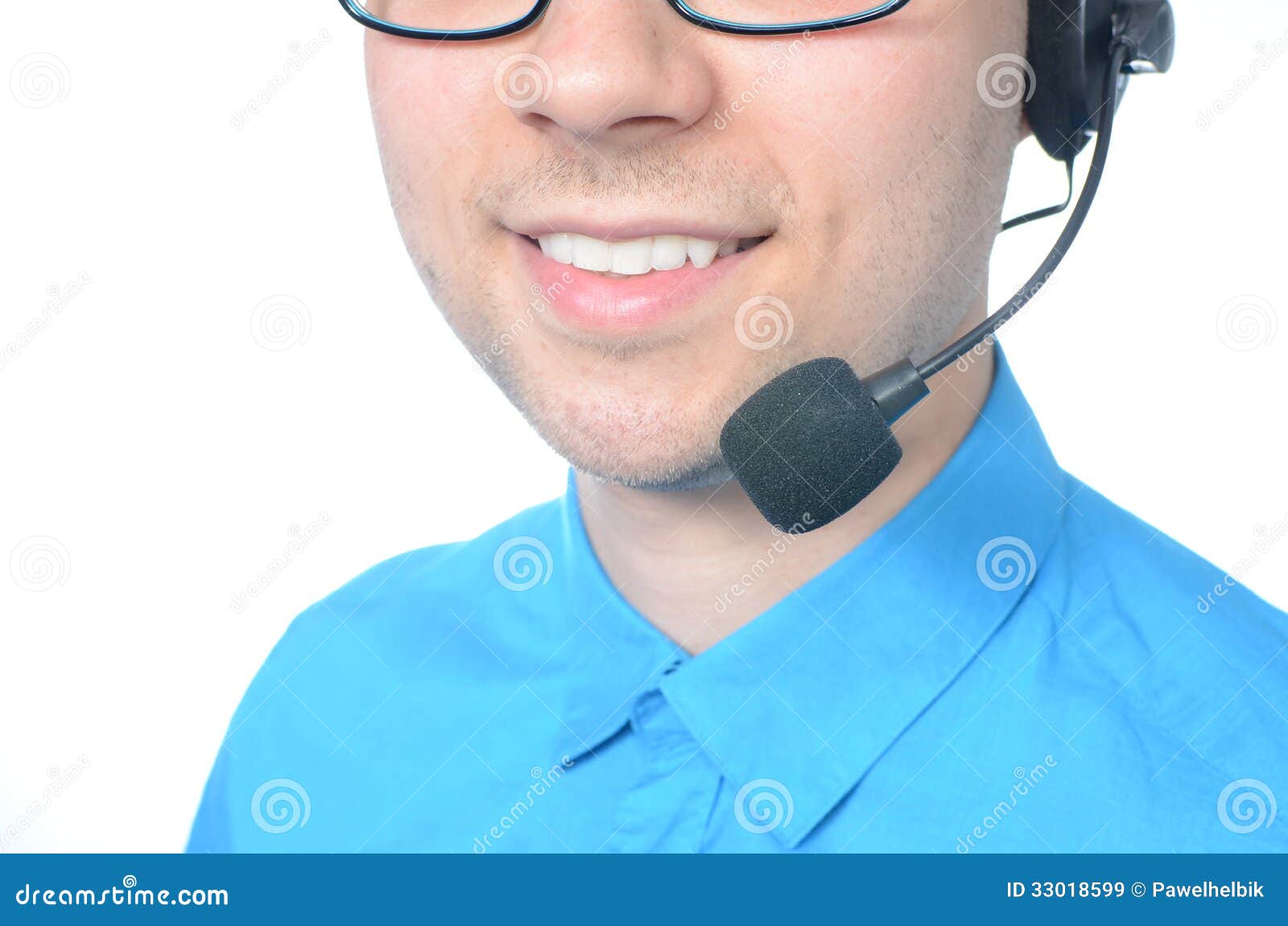 Young Male Call Center Operator in Suit Stock Image - Image of ...