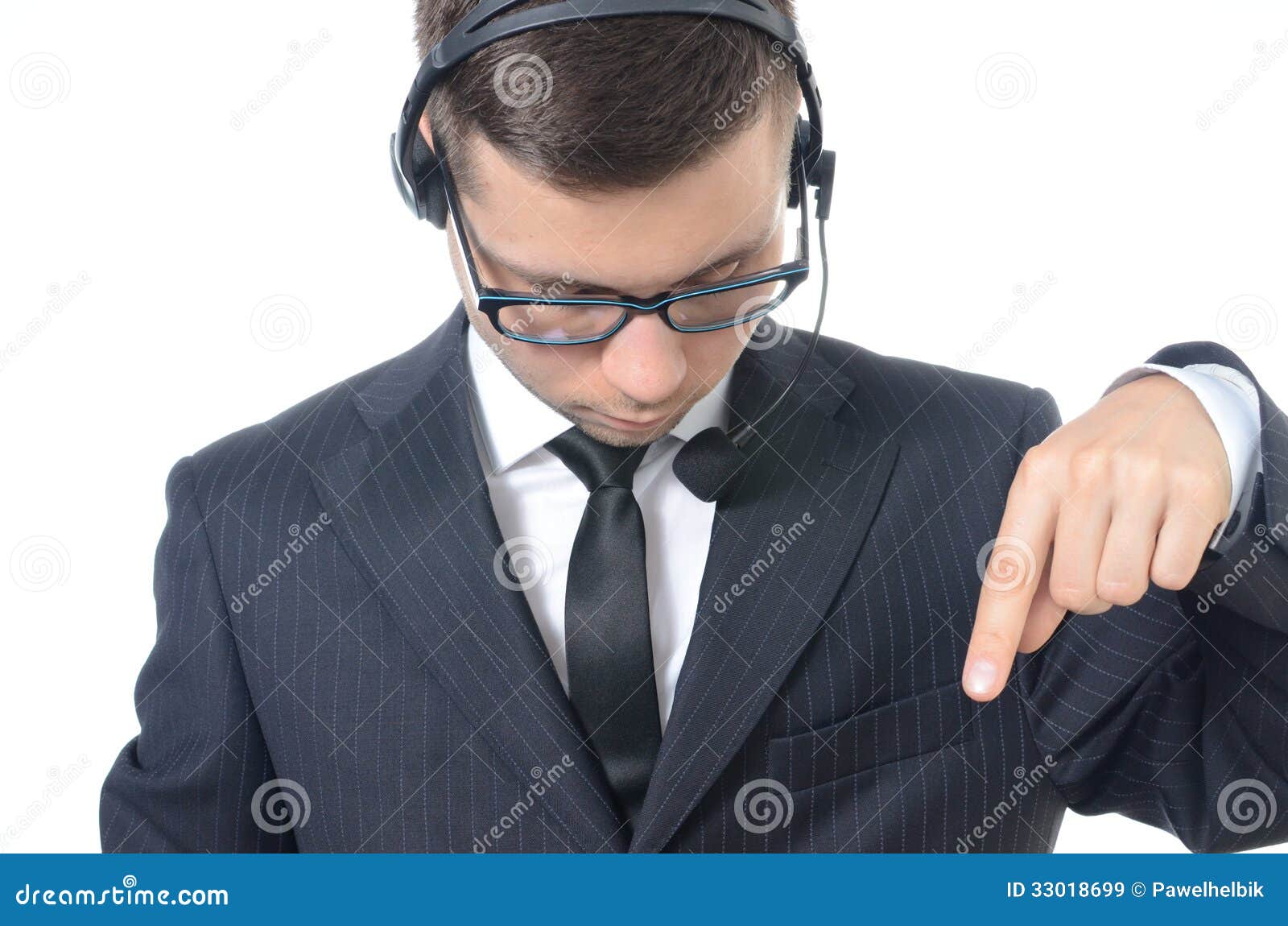 Young Male Call Center Operator in Suit Stock Image - Image of life ...