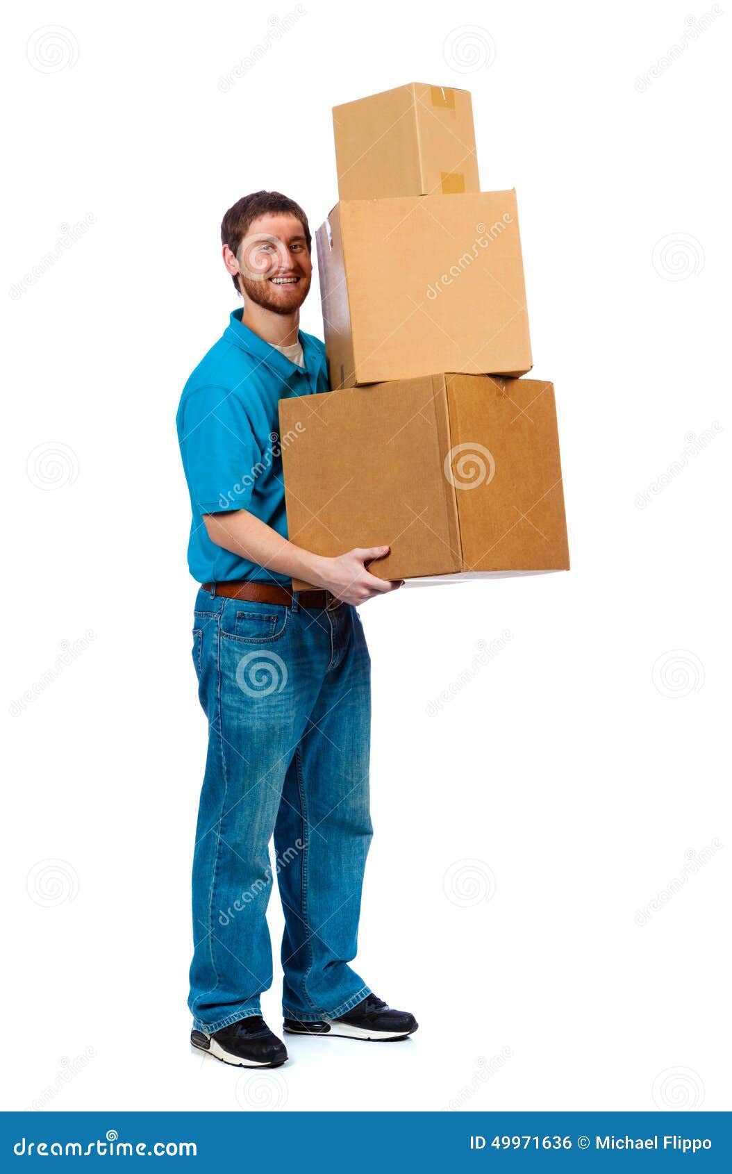 Young Male Carrying Moving Boxes Stock Photo - Image of move, holding ...