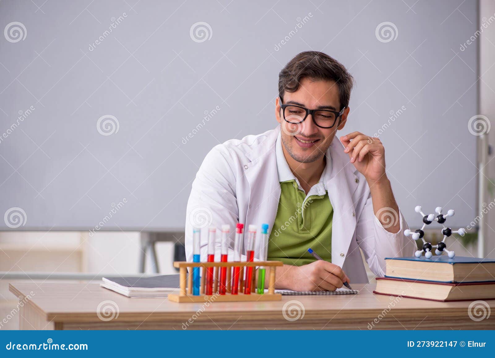 Young Male Chemist in the Classroom Stock Image - Image of doctor ...