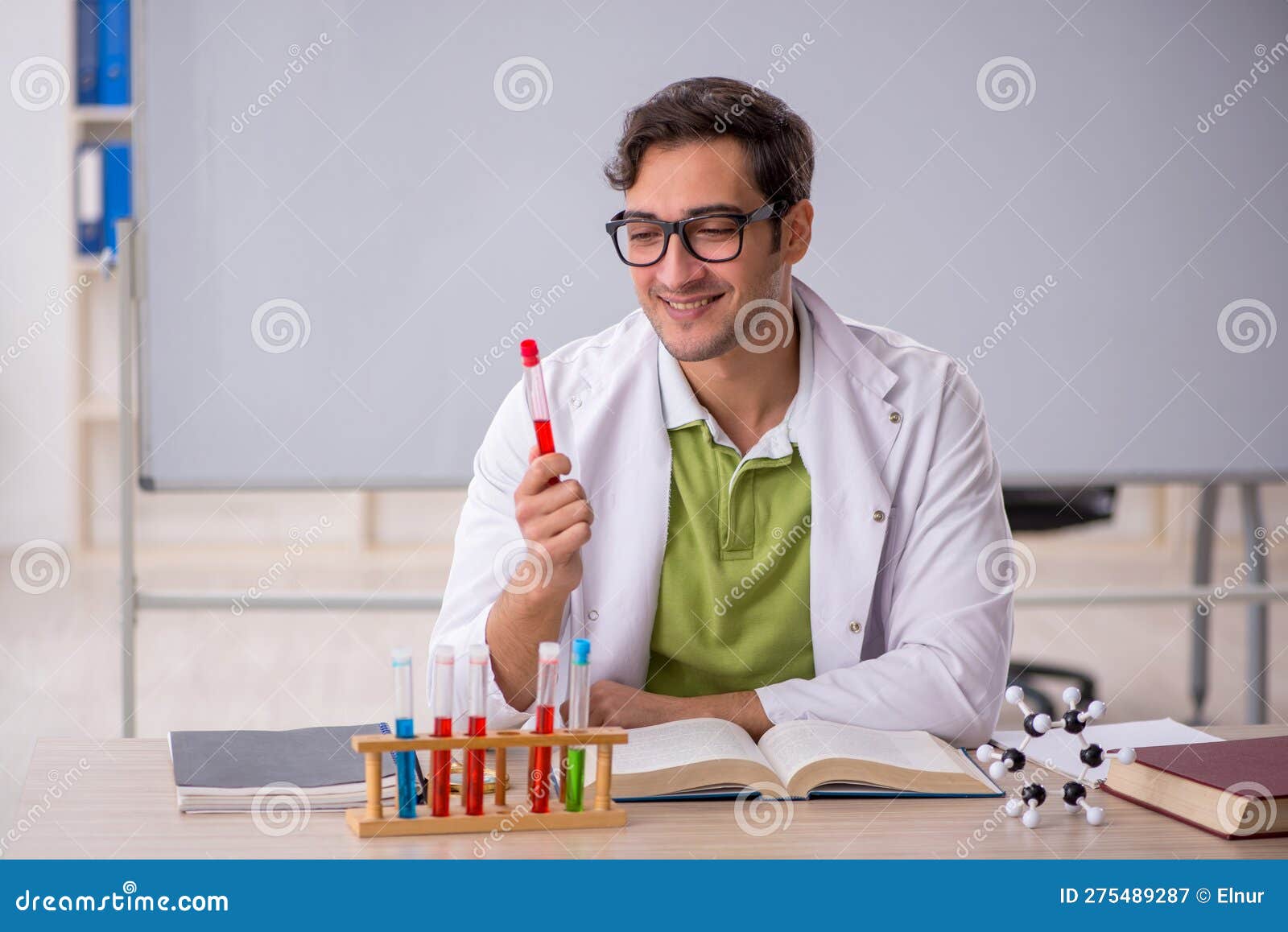 Young Male Chemist in the Classroom Stock Image - Image of scientist ...