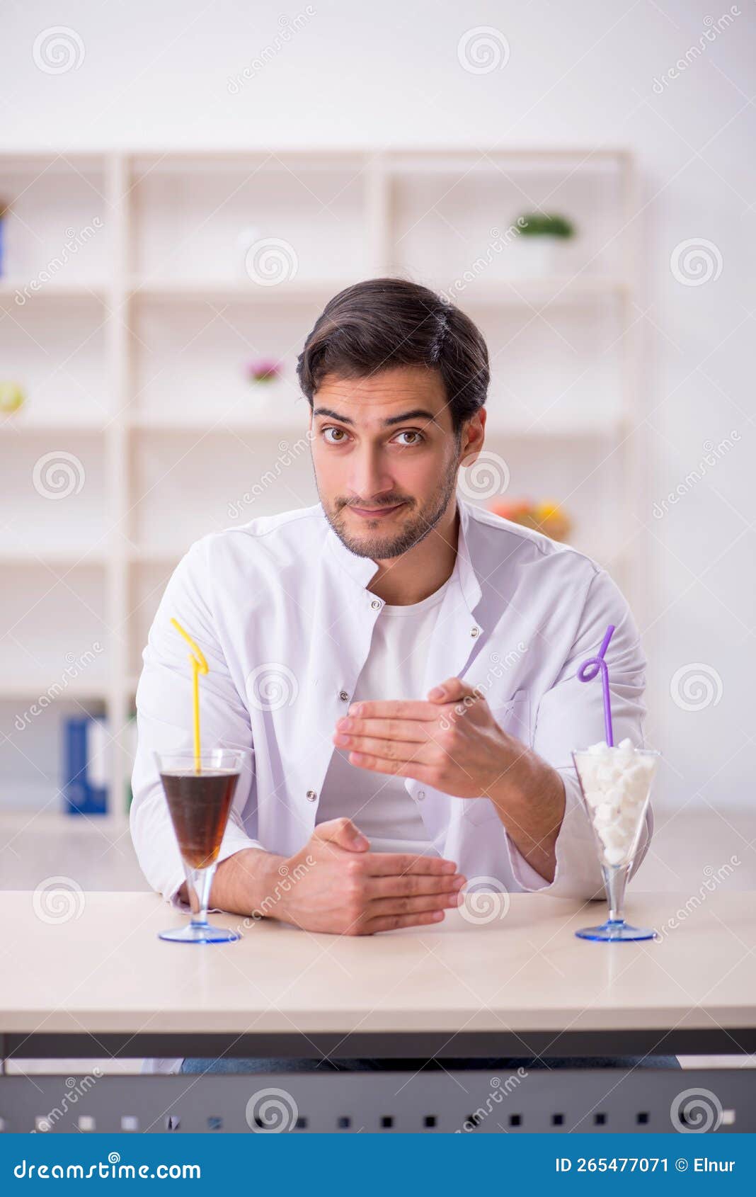 Young Male Chemist Examining Soft Drink at the Lab Stock Image - Image ...