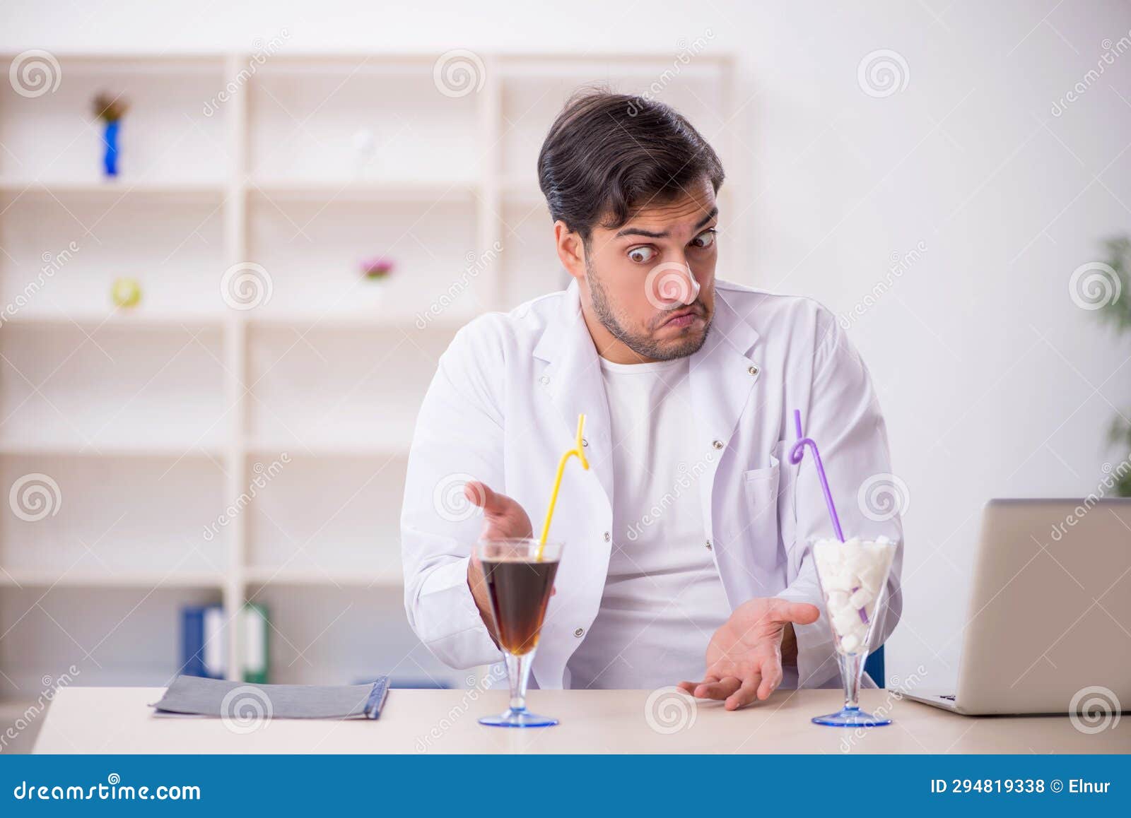 Young Male Chemist Examining Soft Drink at the Lab Stock Photo - Image ...