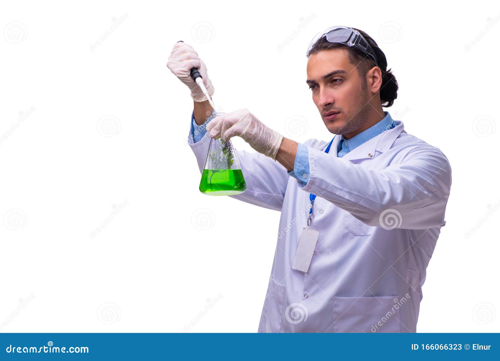 Young Male Chemist Isolated on White Stock Image - Image of liquid ...