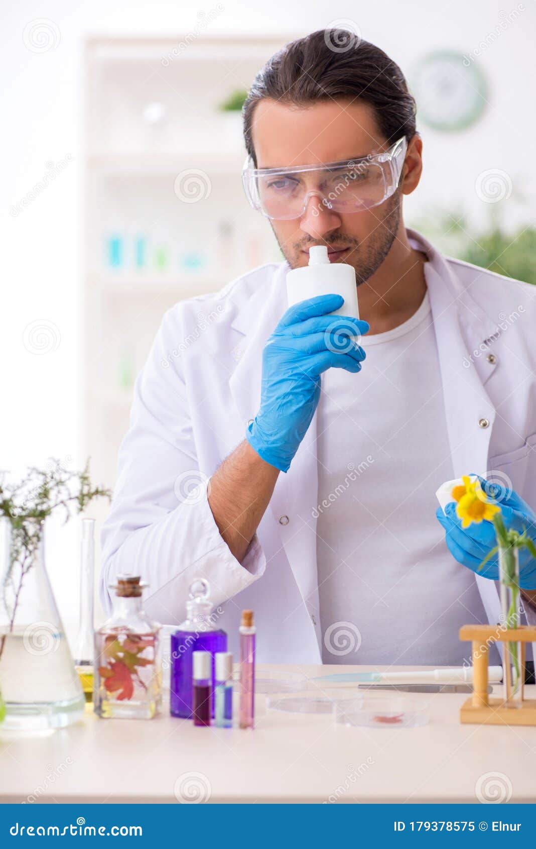Young Male Chemist in Perfume Synthesis Concept Stock Image - Image of ...