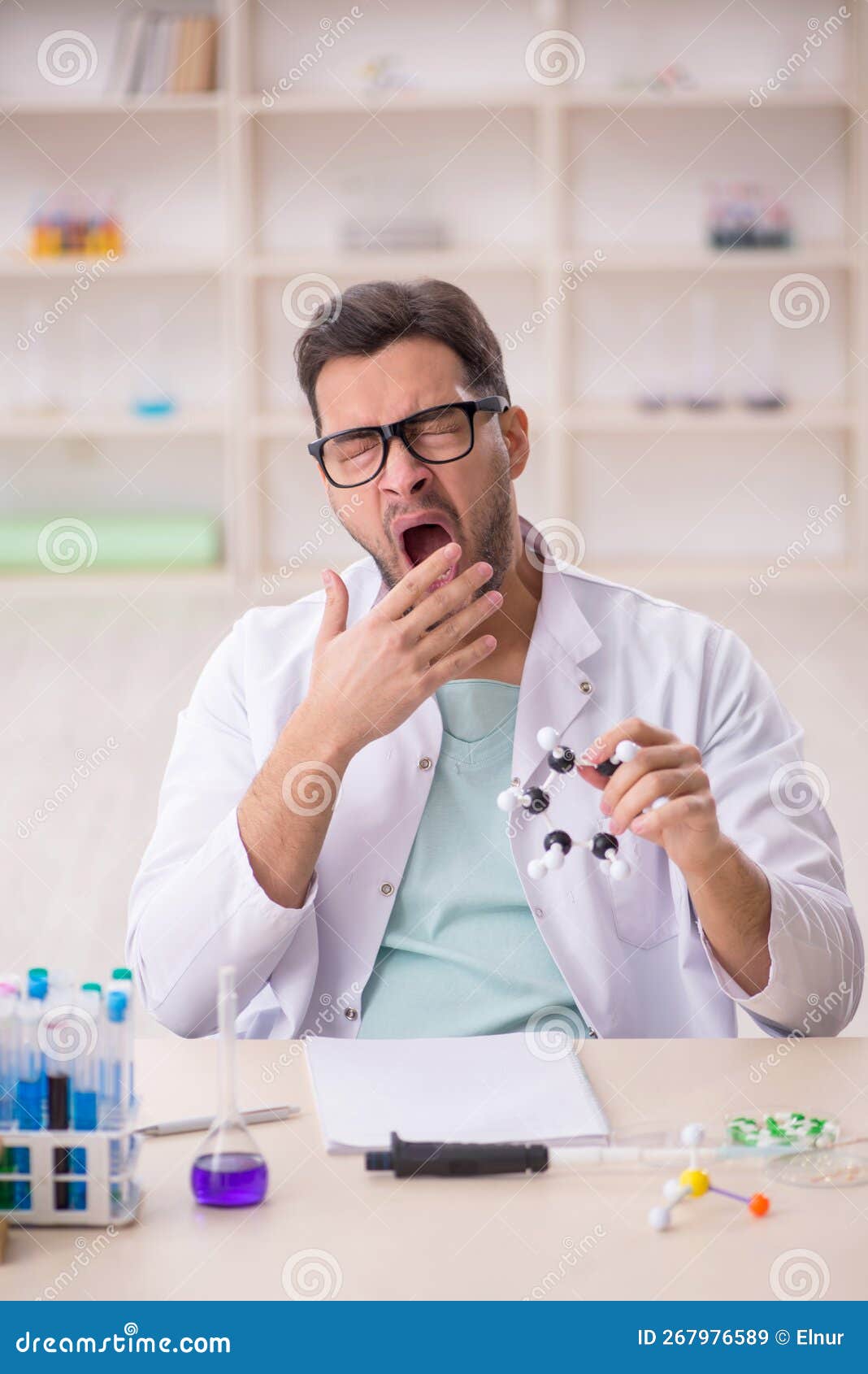 Young Male Chemist Sitting at the Lab Stock Image - Image of molecular ...