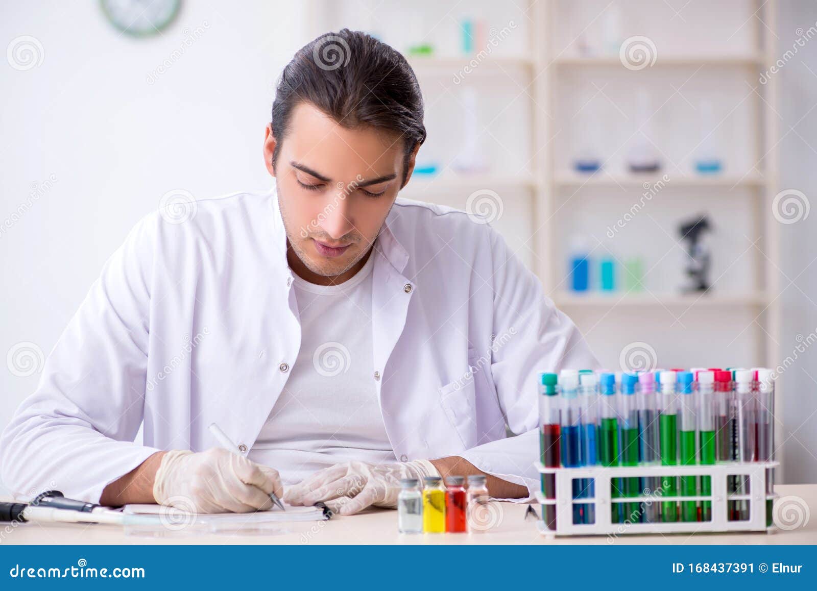 Young Male Chemist Working in the Lab Stock Image - Image of ...