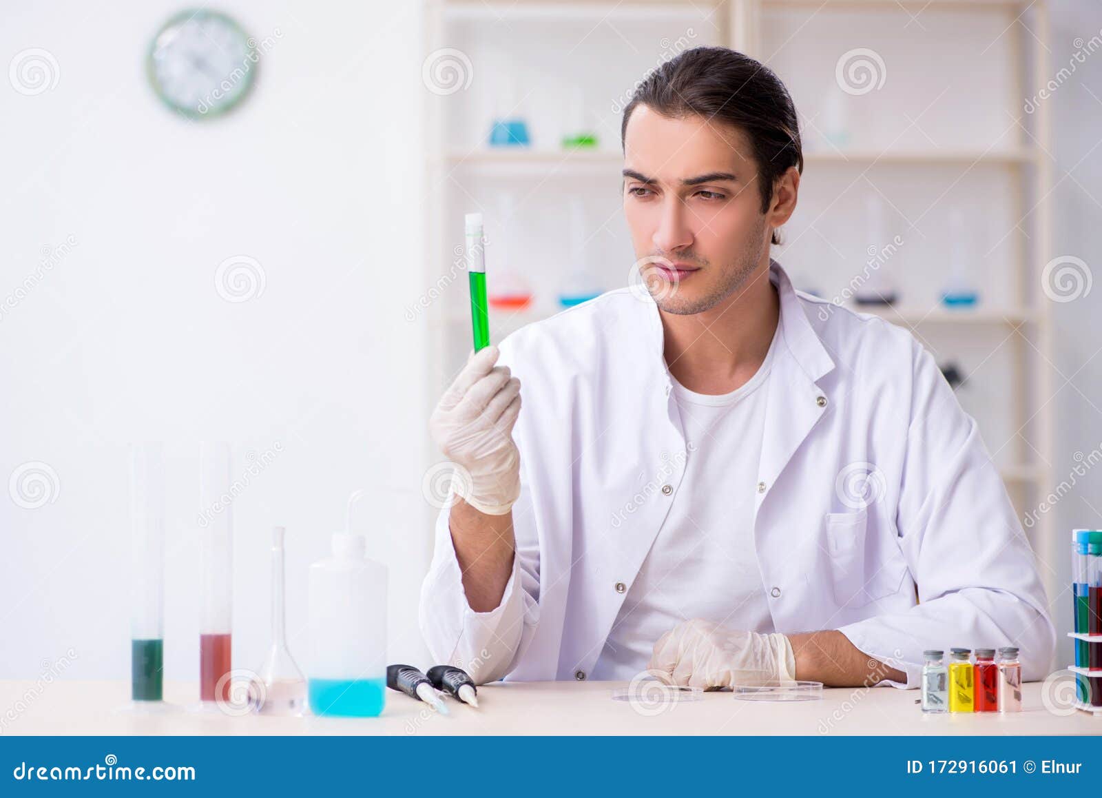 Young Male Chemist Working in the Lab Stock Image - Image of glass ...