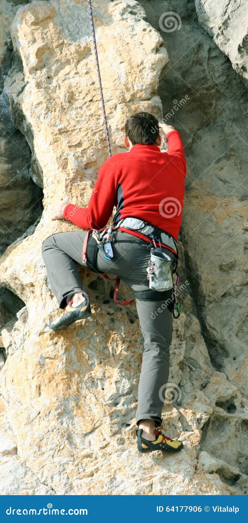 Young Male Climber Hanging by a Cliff. Stock Photo - Image of hiking ...