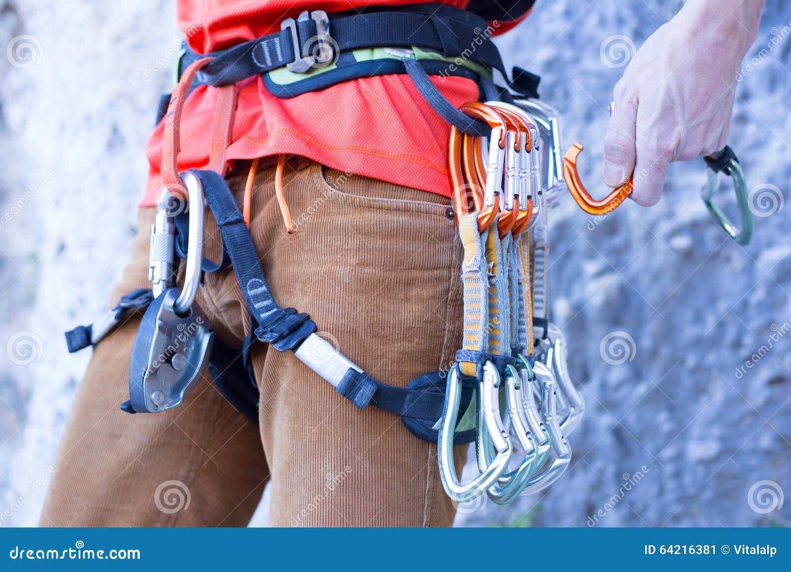 Young Male Climber Hanging by a Cliff Stock Image - Image of climb ...