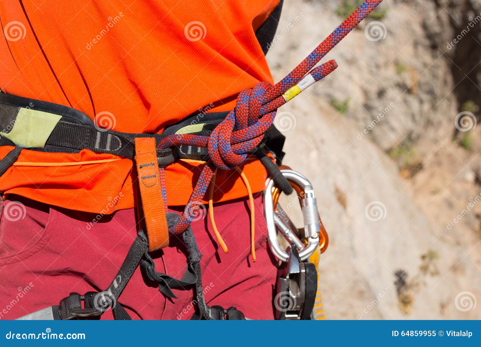 Young Male Climber Hanging by a Cliff. Stock Image - Image of hanging ...