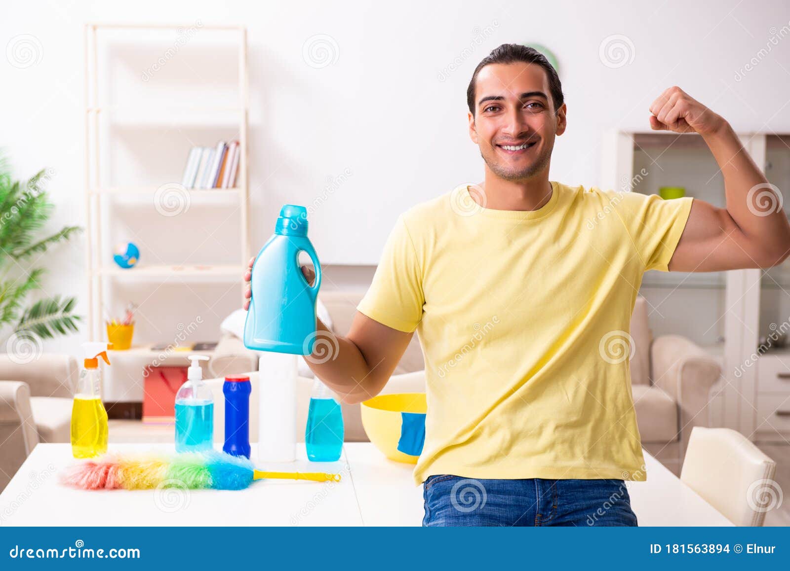 Young Male Contractor Doing Housework at Home Stock Photo - Image of ...