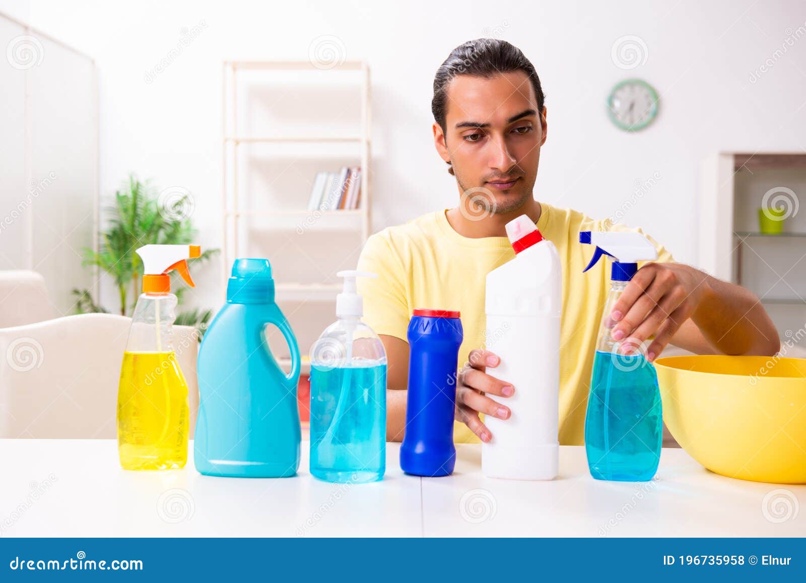 Young Male Contractor Doing Housework at Home Stock Photo - Image of ...