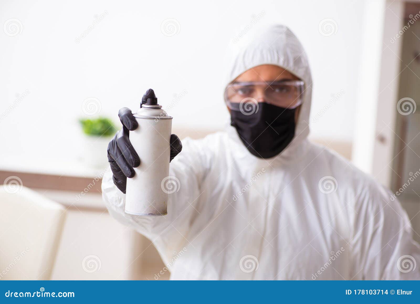 Young Male Contractor Doing Pest Control at Home Stock Photo - Image of ...
