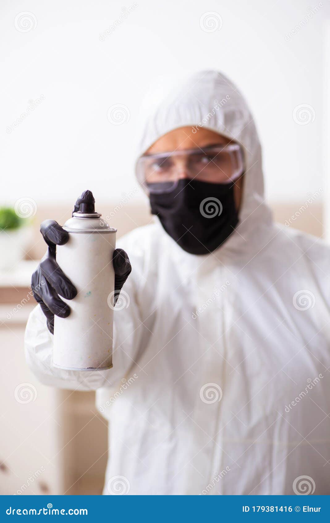Young Male Contractor Doing Pest Control at Home Stock Photo - Image of ...