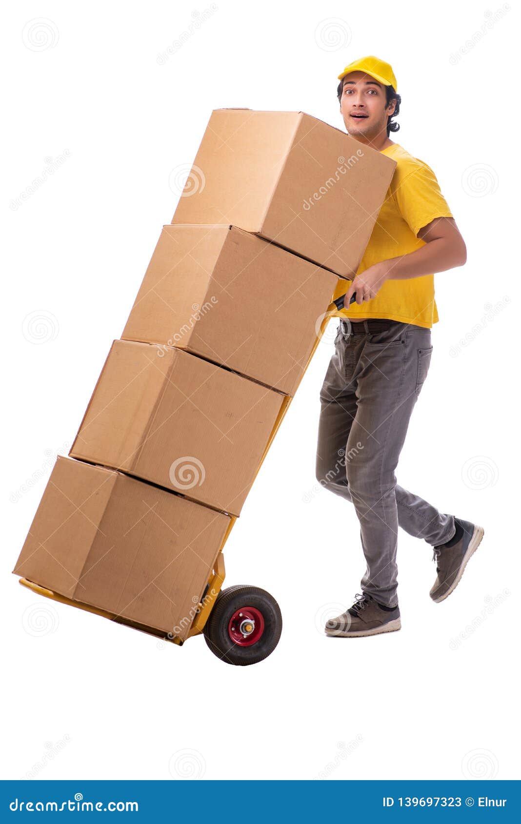 The Young Male Courier with Box Stock Image - Image of cargo, postage ...