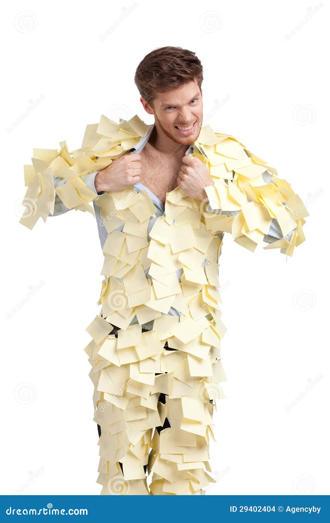 The Young Male Covered with Yellow Stickers Stock Photo - Image of ...