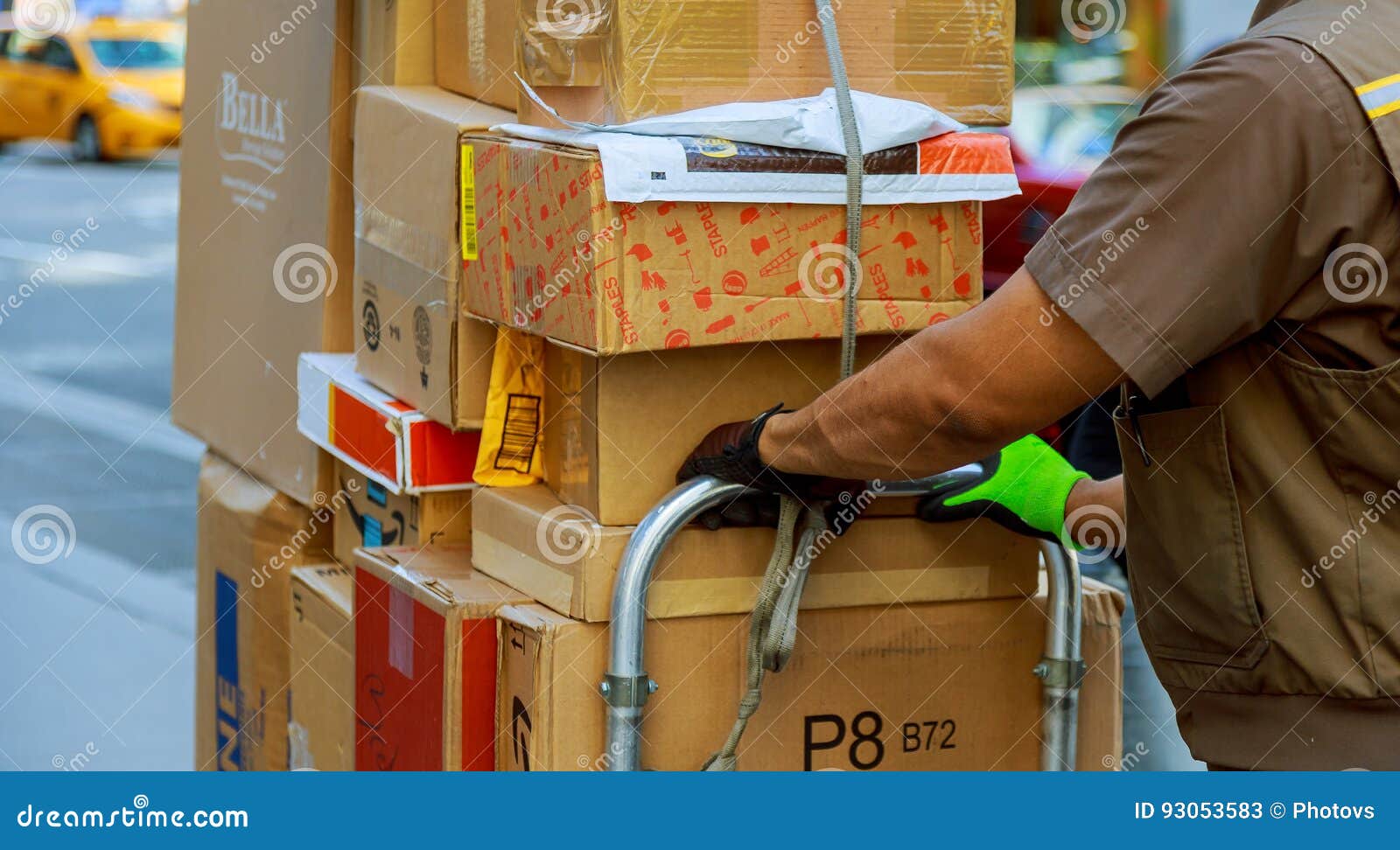 Young Male Deliverer with Boxes Outdoors Editorial Stock Photo - Image ...