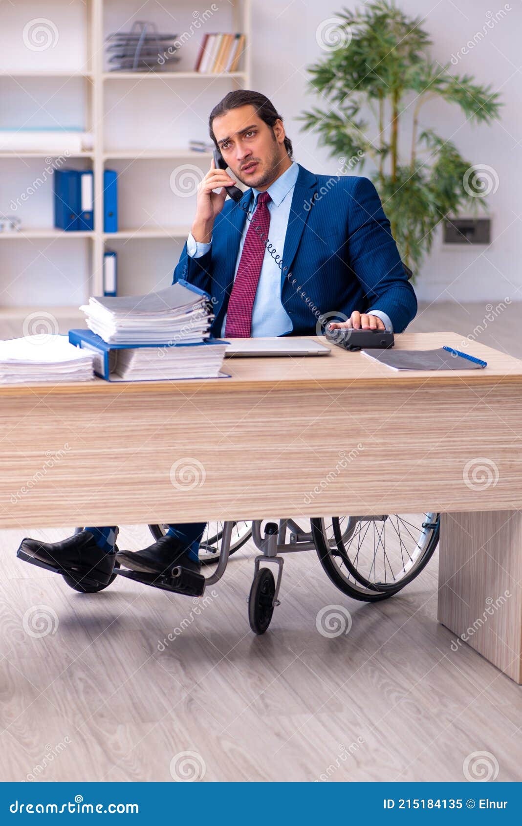 Young Disabled Employee Working in the Office Stock Image - Image of ...