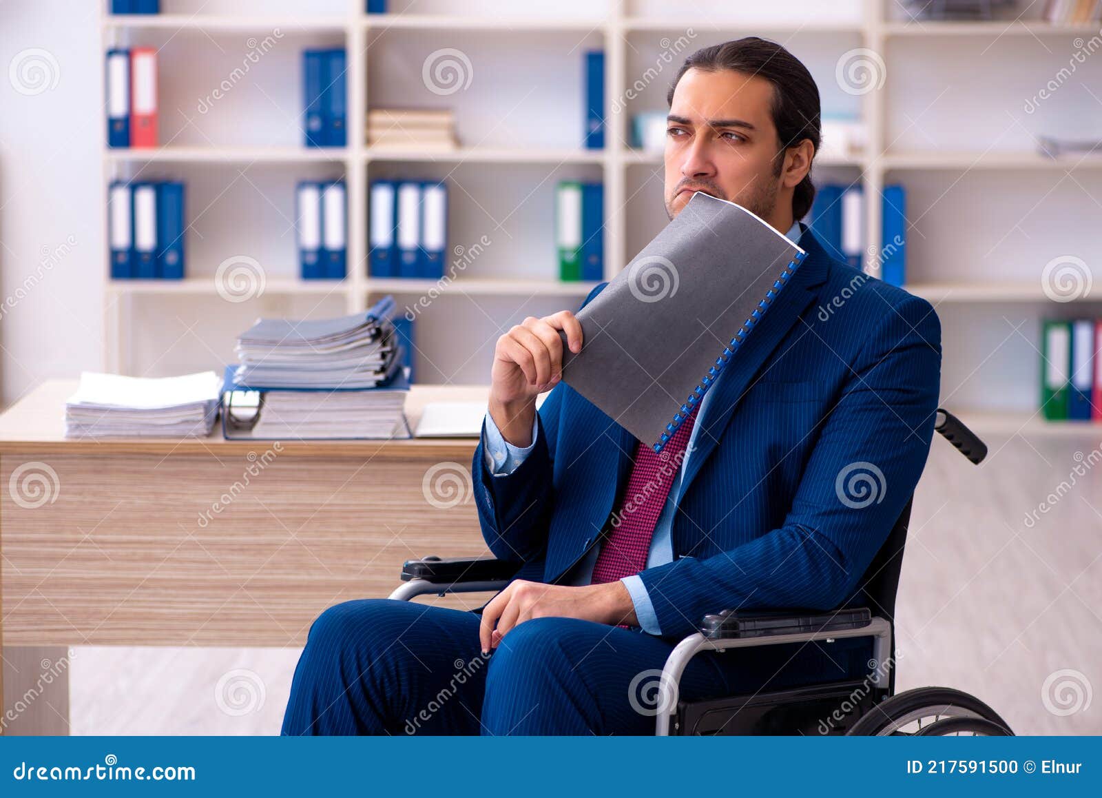 Young Disabled Employee Working in the Office Stock Photo - Image of ...