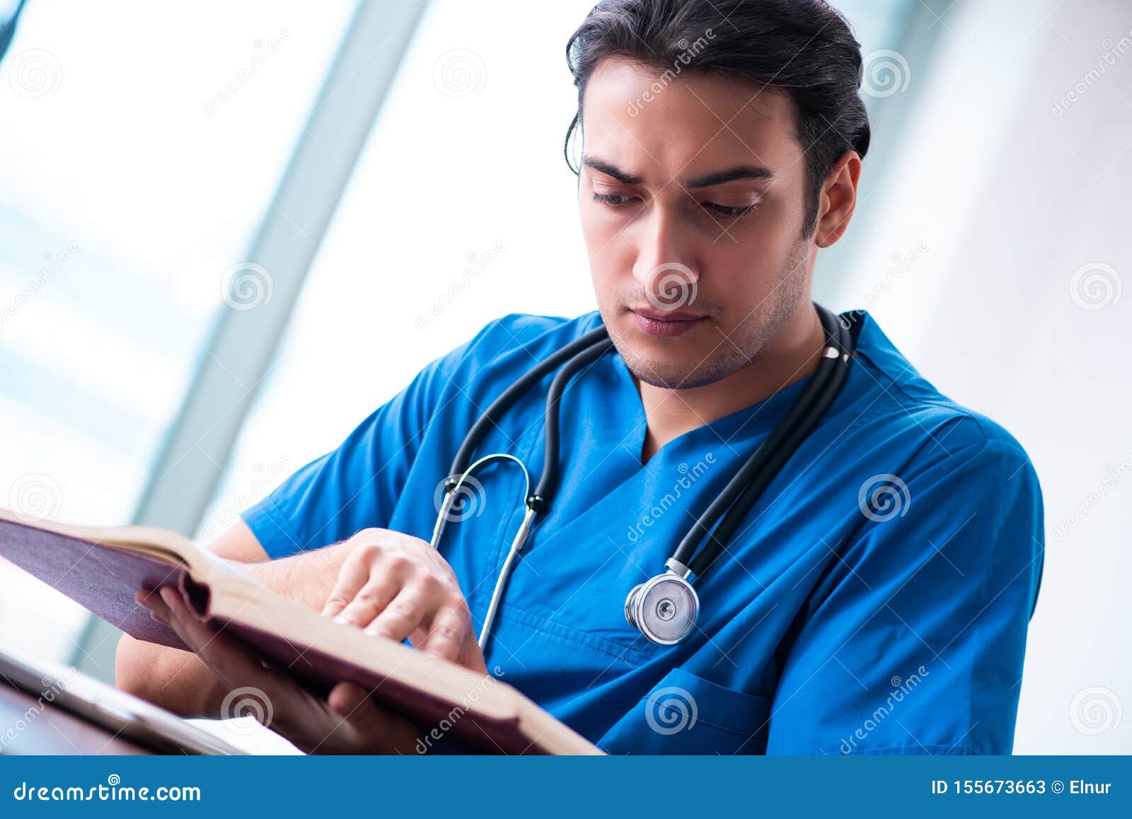 Young Male Doctor with Stethoscope Stock Image - Image of learning ...