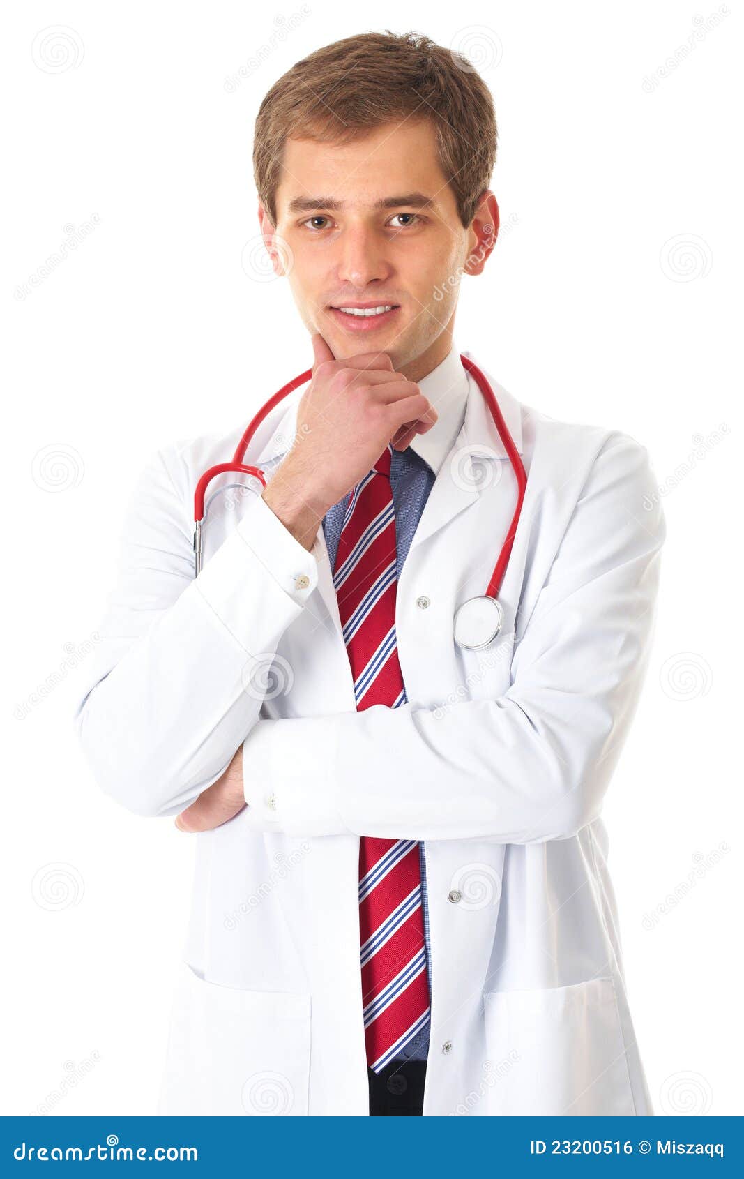 Young Male Doctor with Stethoscope, Isolated Stock Photo - Image of ...
