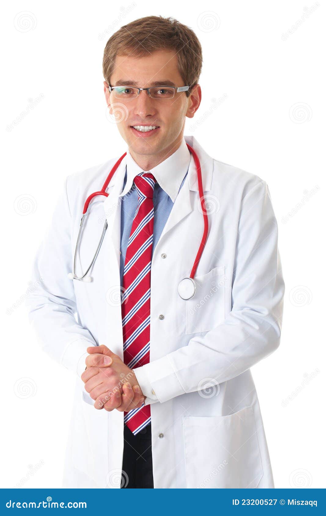 Young Male Doctor with Stethoscope, Isolated Stock Image - Image of ...