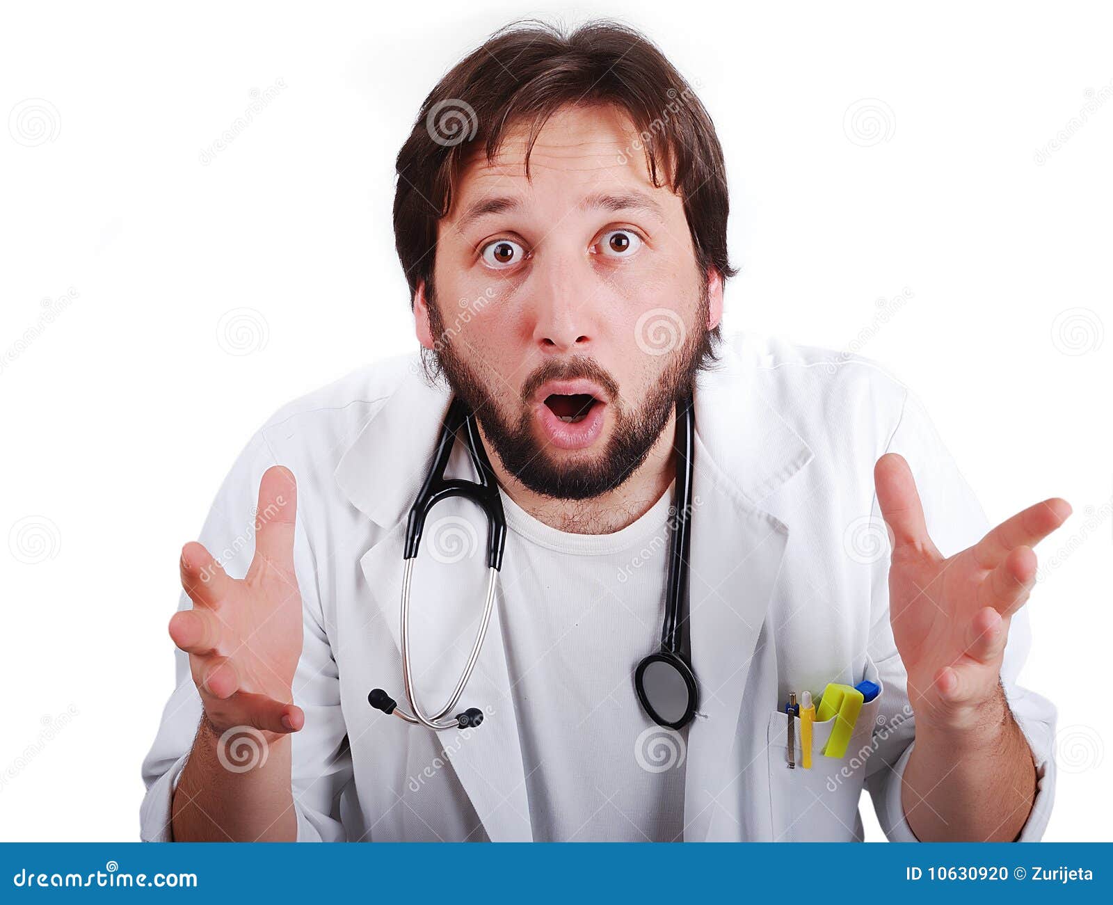 Young Male Doctor with Very Surprised Face Stock Photo - Image of ...